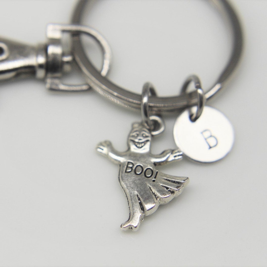 Ghost Charm With an Initial Charm Keychain Halloween Charm Ghost ...