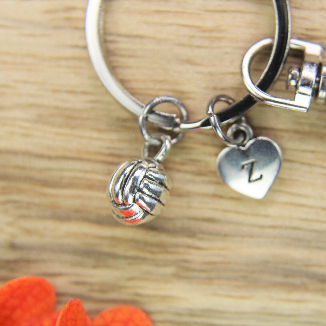 Volleyball Keychain Silver Volleyball Team Charm Keychain Coach Gift ...