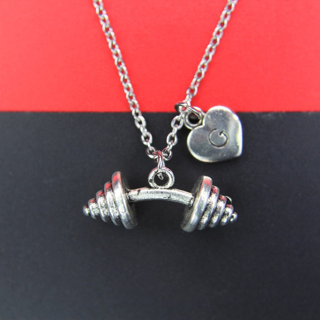 Weight Necklace Silver Weight Charm Necklace Weight Lifter Gift Gym ...
