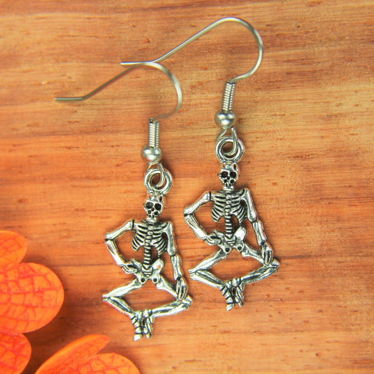 Skeleton Charm Skeleton Charm Earrings Skeleton Pendant Silver | Etsy