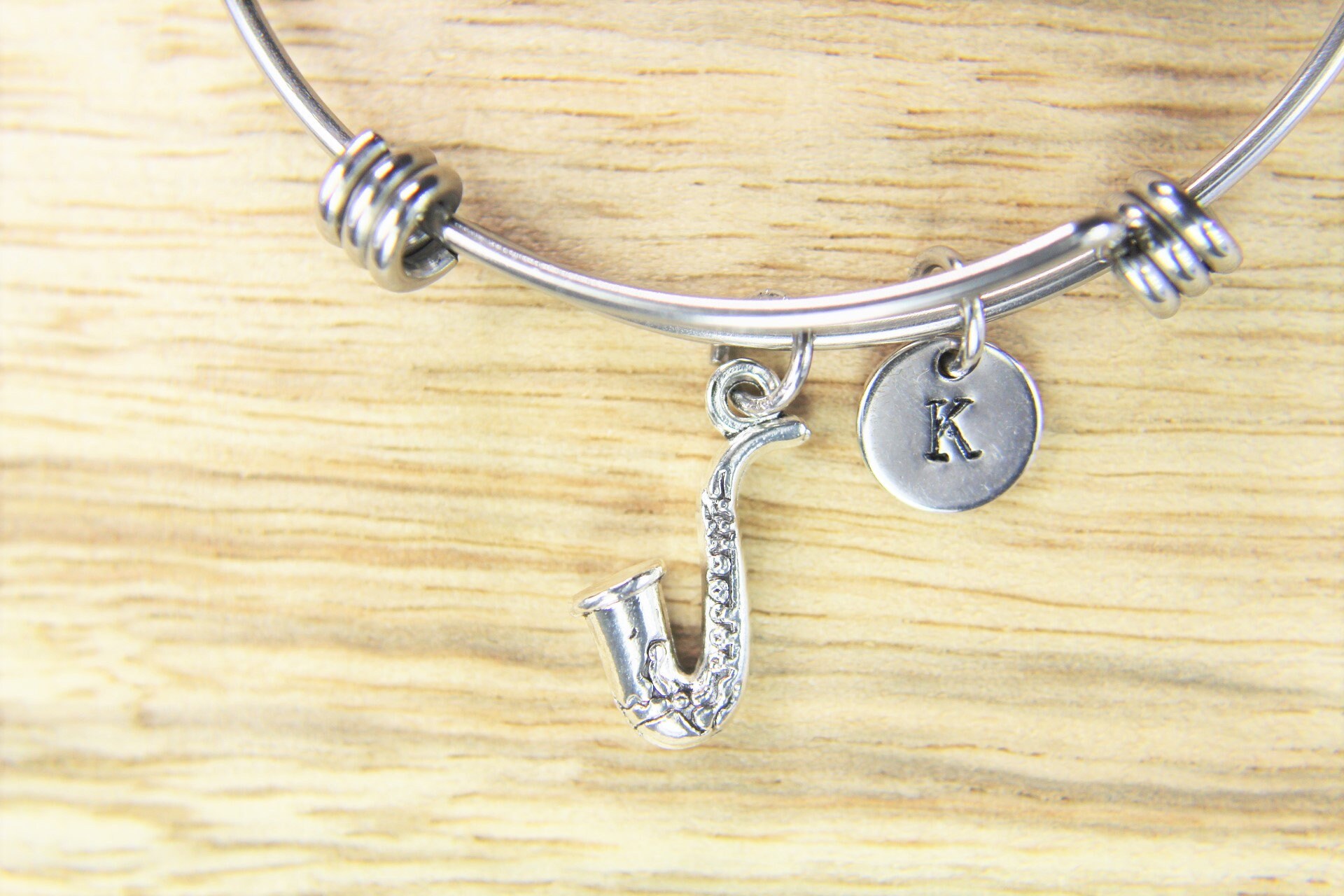 Saxophone Bracelet Silver Saxophone Charm Bangle Saxophone Gift Musical ...