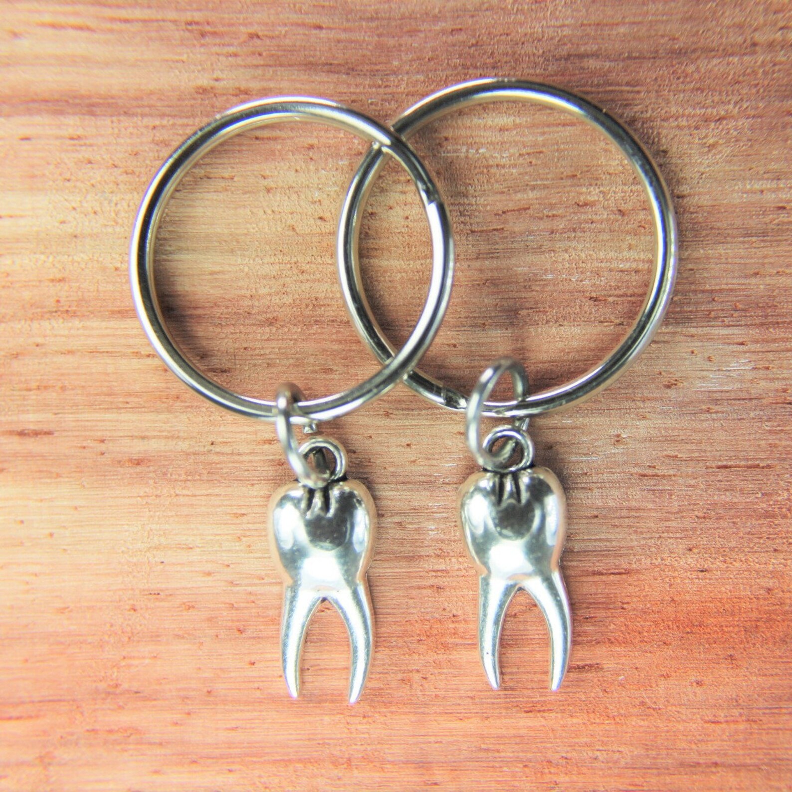 Juego de 2 Silver Tooth Charm Llavero Diente Regalo Dental - Etsy España