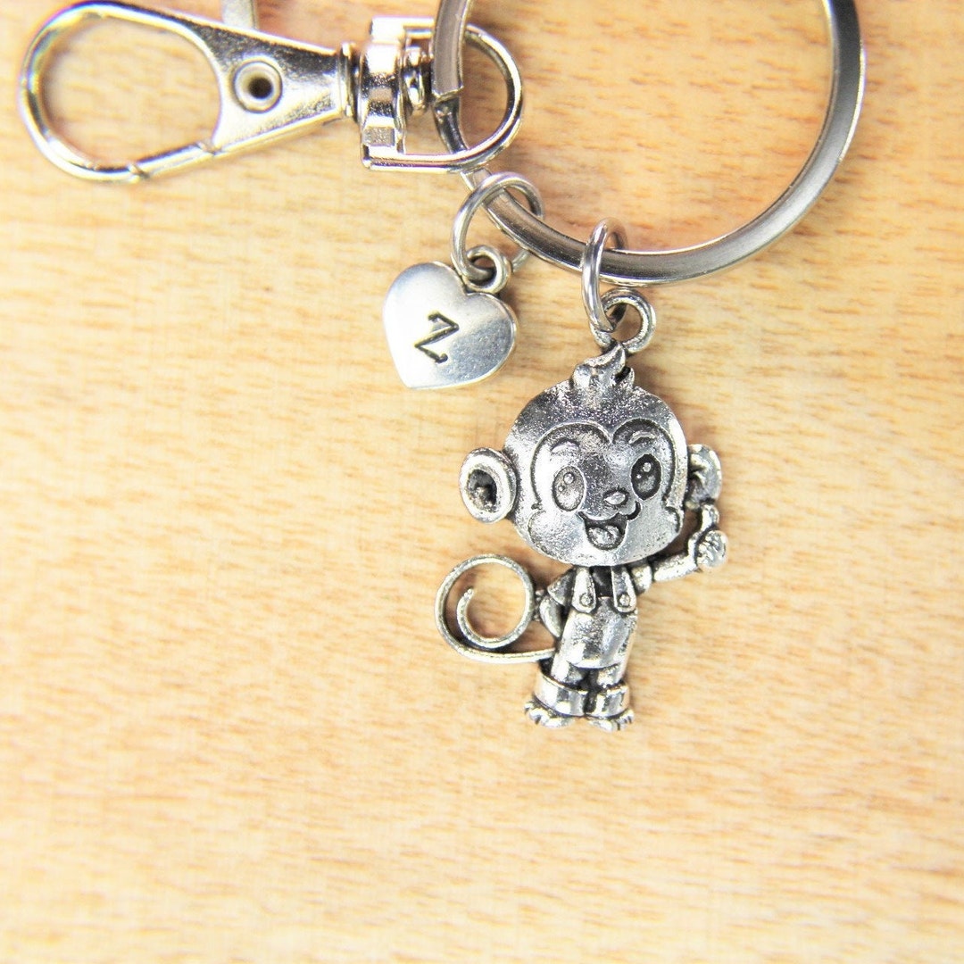 Monkey Keyring Silver Monkey Charm Keyring Mild Monkey Gift Cute Monkey ...