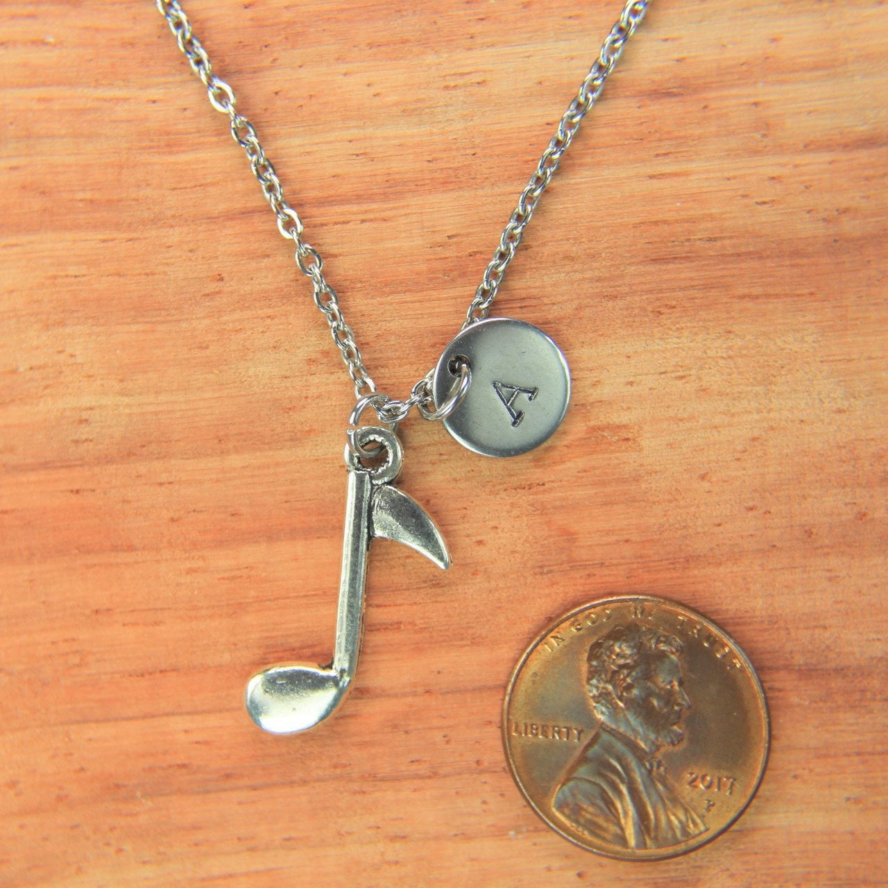 Music Note Necklace Silver Clef Necklace Quarter Note Charm - Etsy