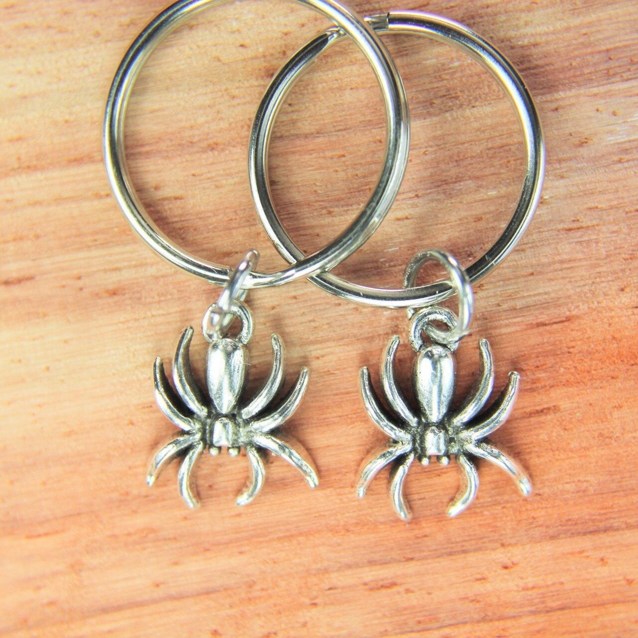 Set of 2 Silver Spider Charm Keychain Spider Keychain Spider | Etsy