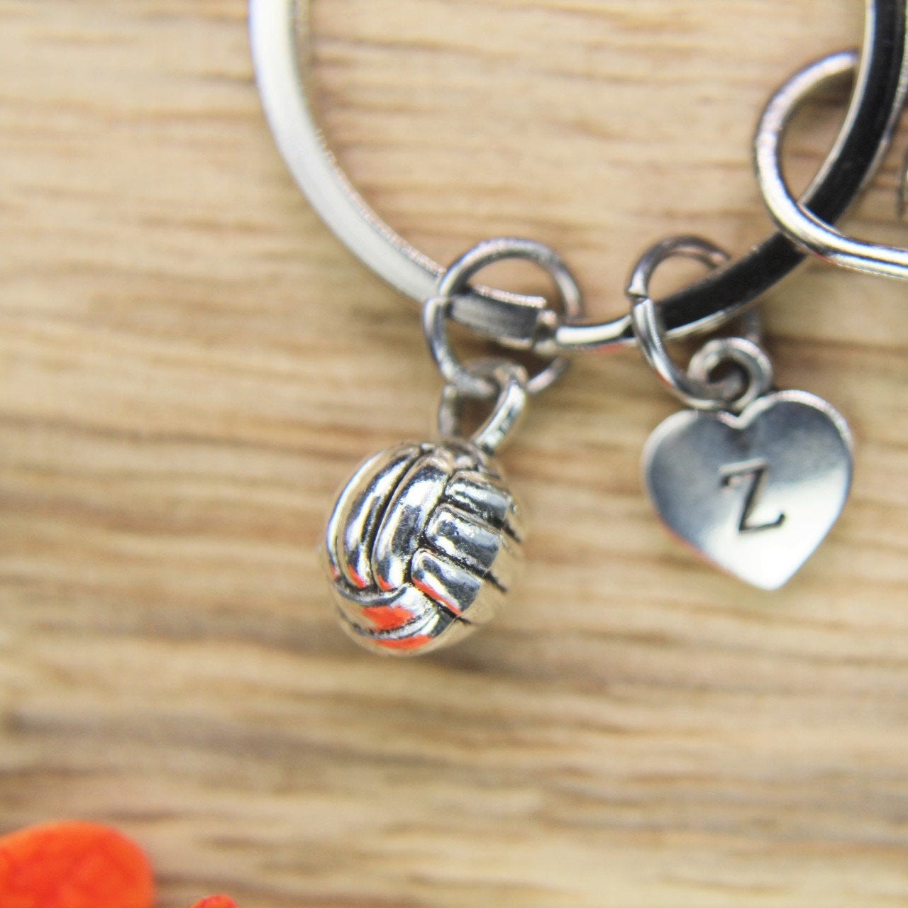 Volleyball Keychain Silver Volleyball Team Charm Keychain | Etsy