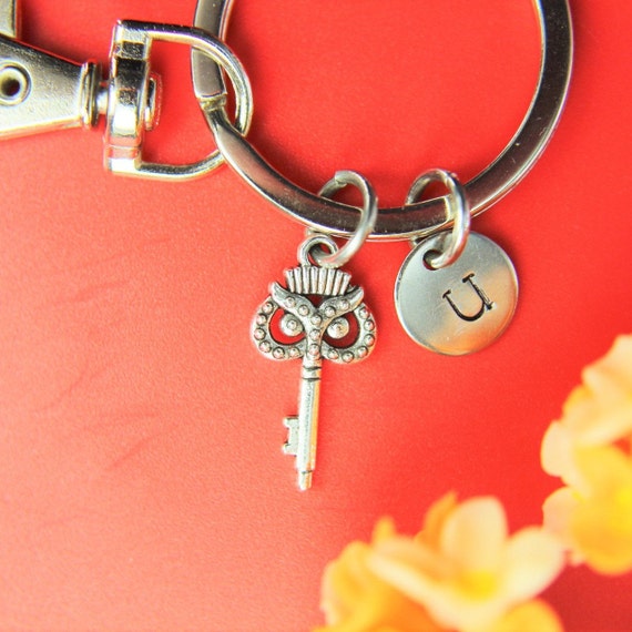 Owl Key Chain Silver Owl Key Charm Keyring Owl Key Jewelry | Etsy
