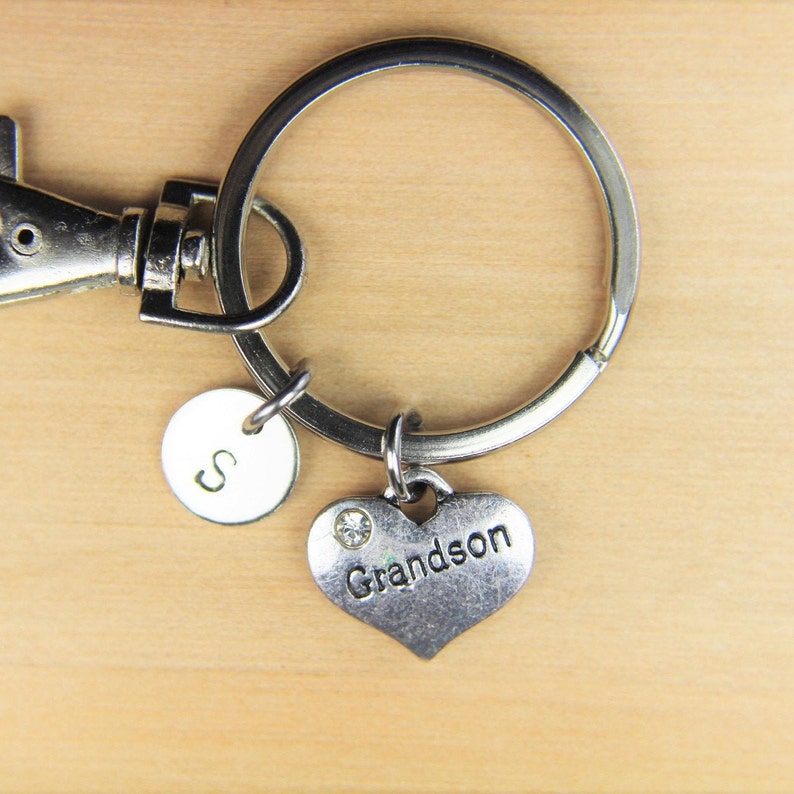 Silver Grandson Charm Keychain Family Charm Keychain Grandson Pendant ...