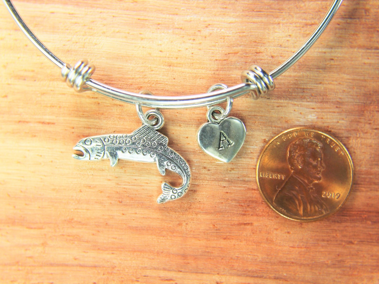 Bass Fish Bracelet Silver Fish Charm Bangle Fishman Gift - Etsy
