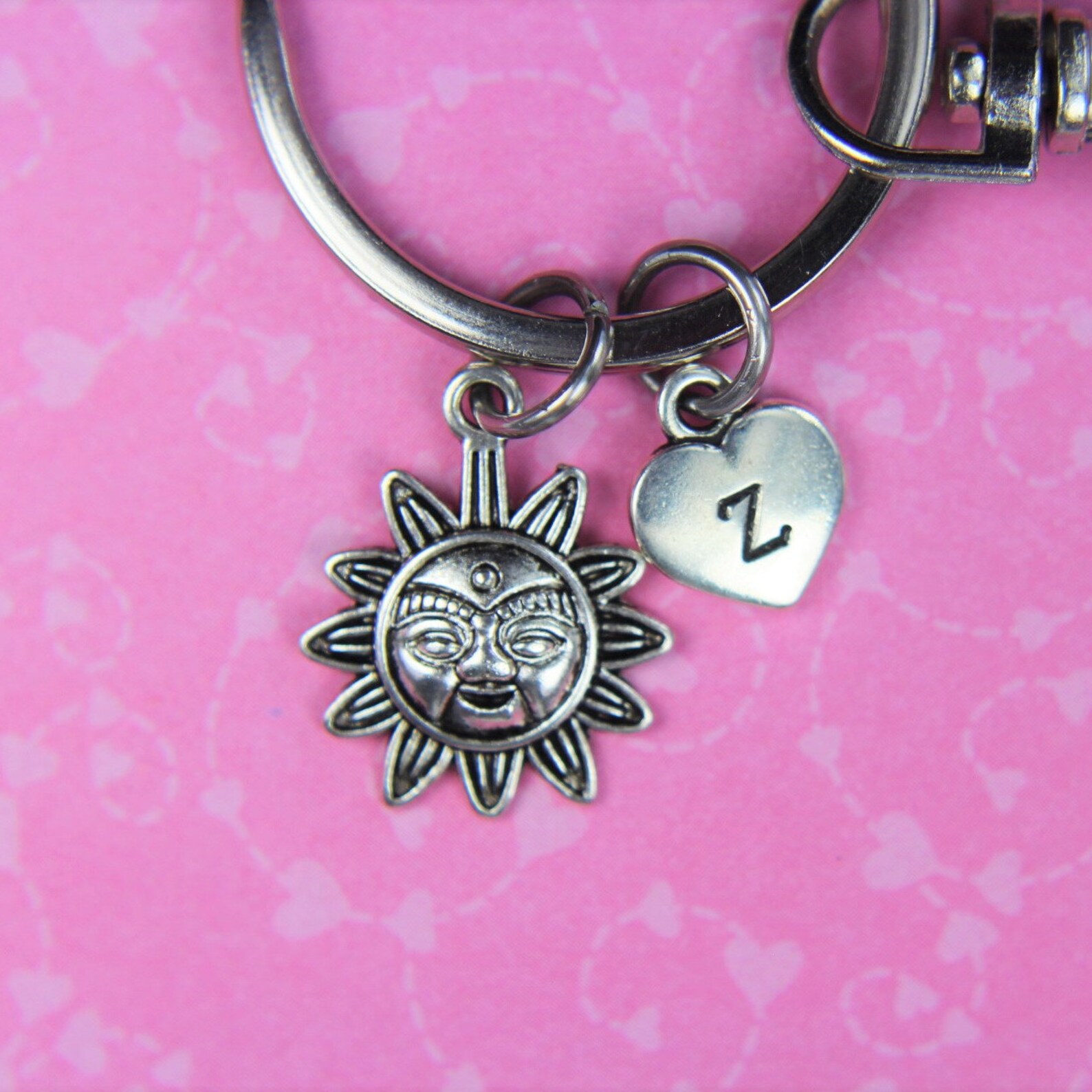 Silver Sun Charm Keychains Sun Smiling Charm Keychain Face - Etsy