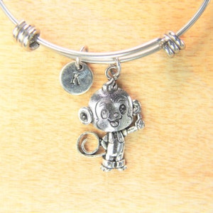 Monkey Bangle Silver Monkey Charm Bracelet Mild Monkey Gift Cute Monkey ...