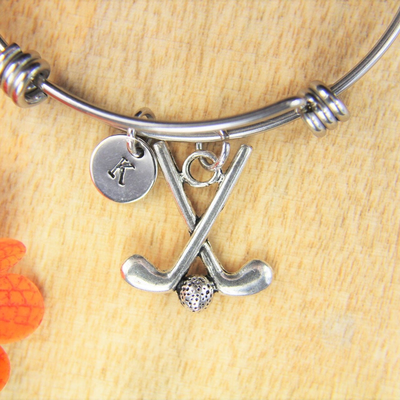 Golf Club Bangle Golf Club Bracelet Golf Club and Ball Charm - Etsy