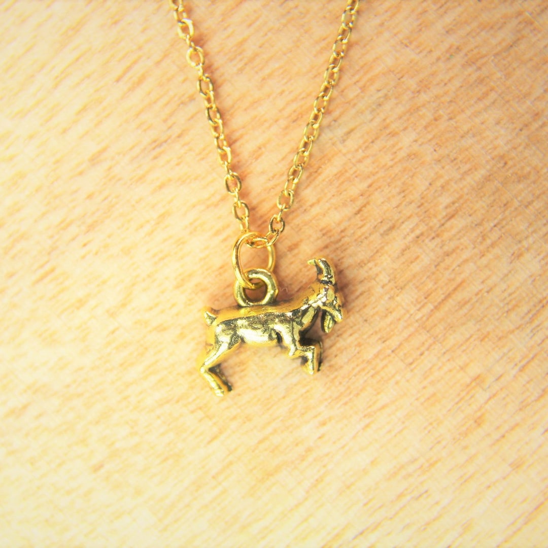 Gold Plated Goat Necklace Goat Charm Birthday Gift Holiday Gift Gold ...