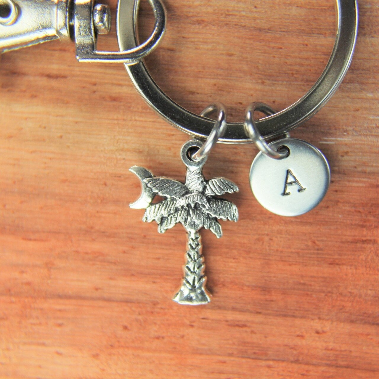 Palm Tree Keychain Palmetto Palm Tree With Crescent Moon - Etsy