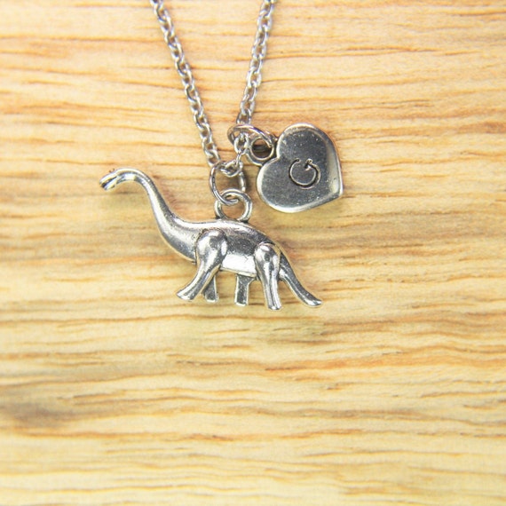 Dinosaur Necklace Silver Dinosaur Charm Necklace Animal | Etsy