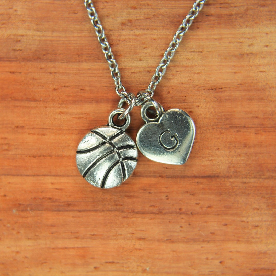 Basketball Necklace Silver Basketball Charm Necklace Basketball Pendant ...