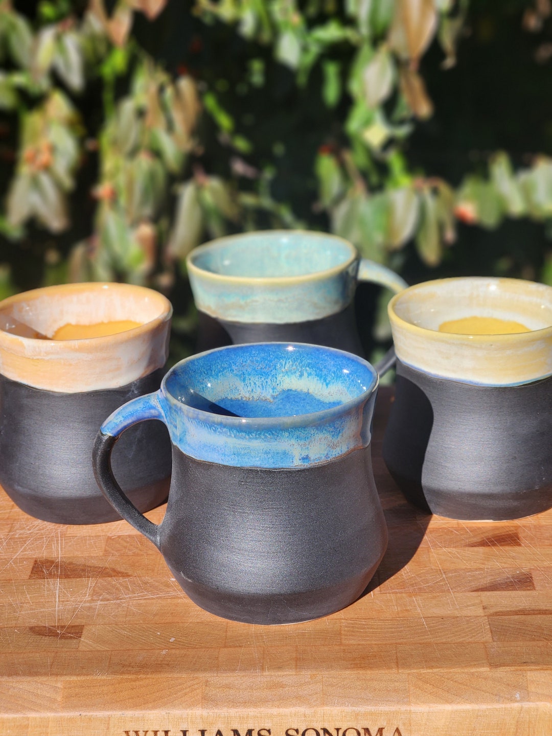 Black Base Colorful Mug - Single Mug or Mug Gift Set of 4 - Handmade ...