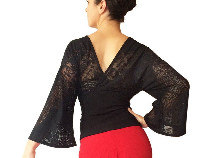 Lace Kimono Sleeve Tango Top - Etsy