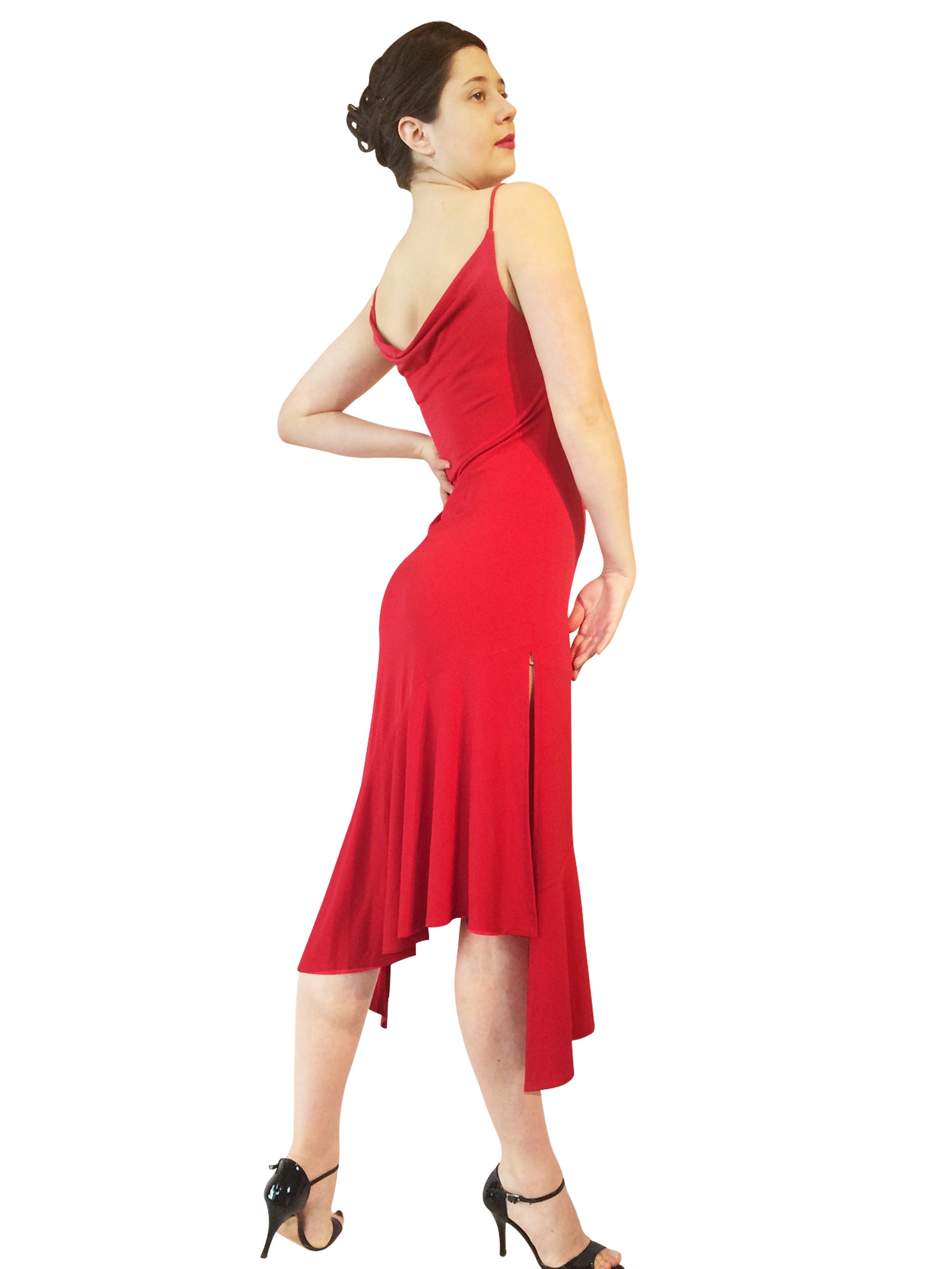 Drape Neck Tango Dress Milonga Dress, Long Assymetrical Dance Dress - Etsy