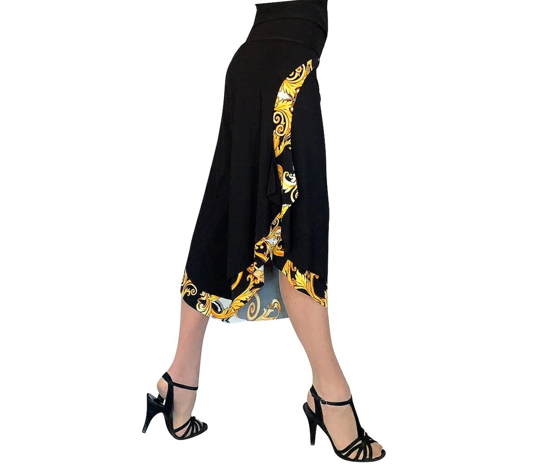 Black, Creme & Gold Mariposa Pant. Butterfly Tango Pant. Double Layer ...