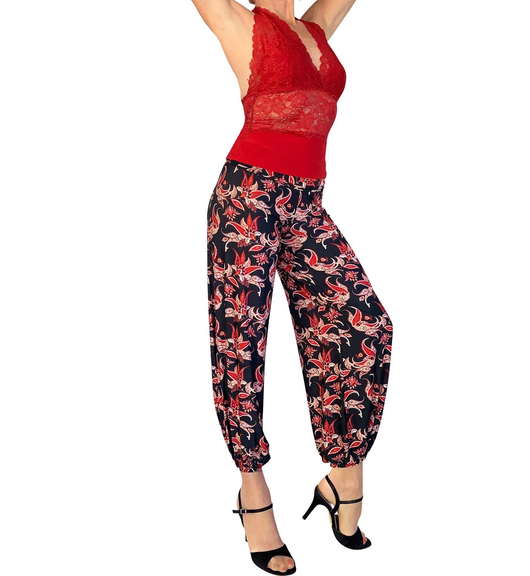 Red Black Genie Tango Pant. Harem Tango Pant. Milonga Pant - Etsy