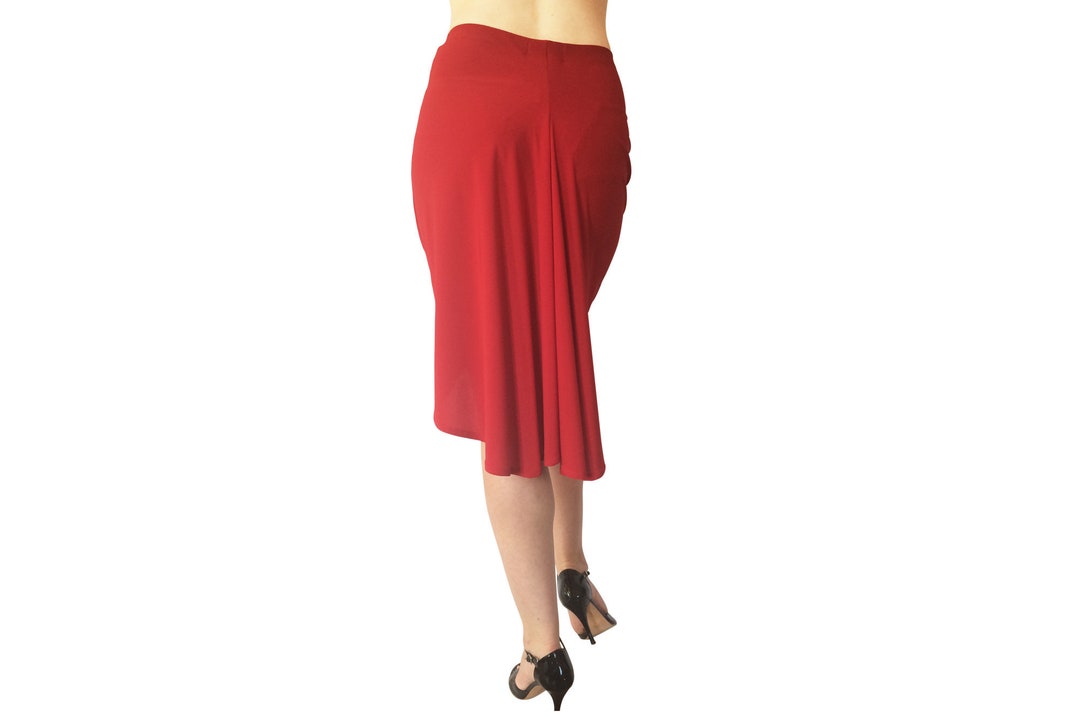 Red Fishtail Tango Skirt: Poly Spandex Milonga Skirt - Etsy