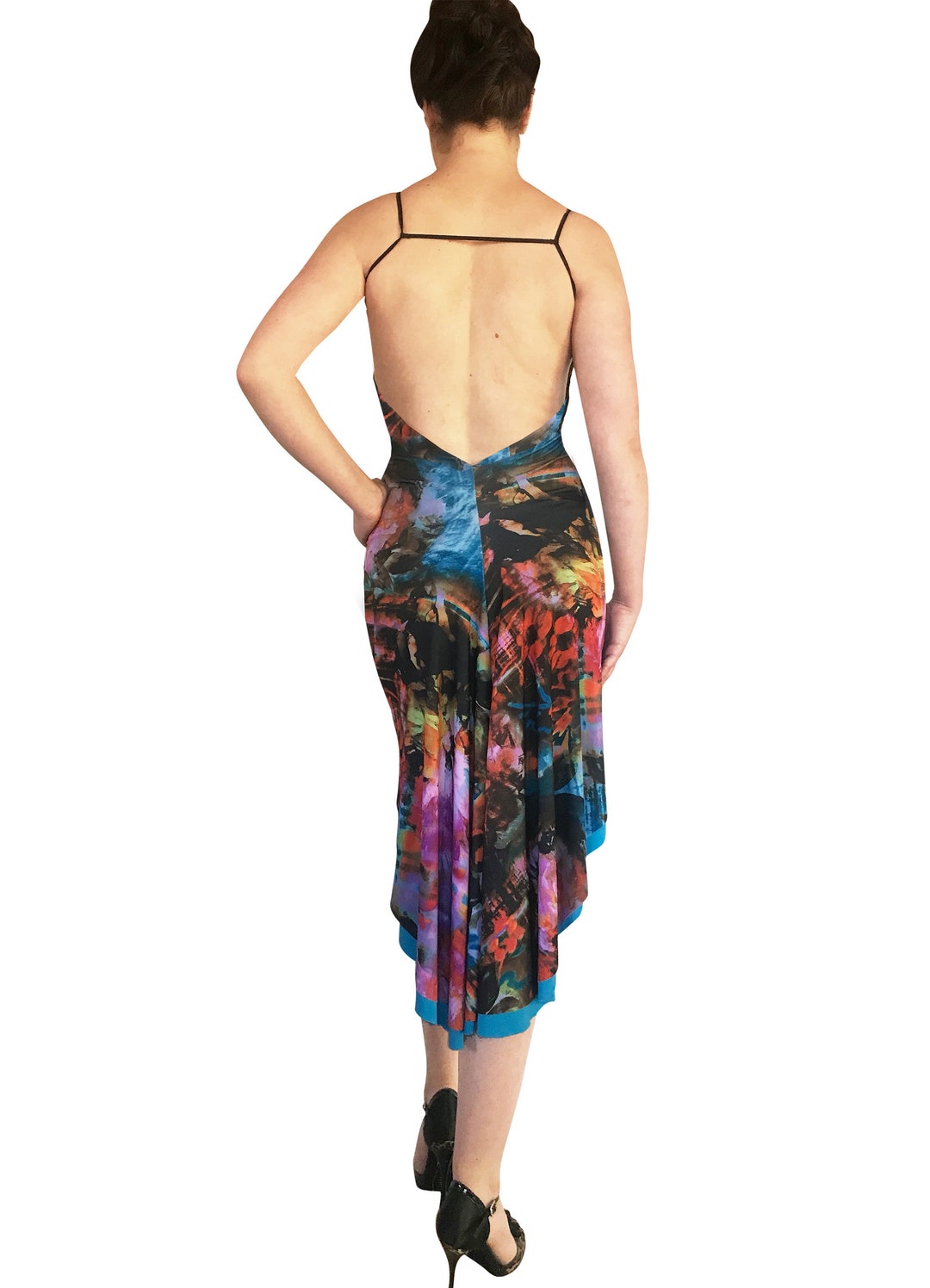 Neon Floral Collage Reversible Tango Dress, Fishtail Tango Dress ...