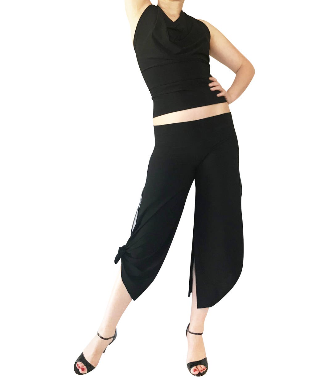 Black Solid; Cropped Tango Pant; Double Slit Tango Pant; Milonga Pant ...