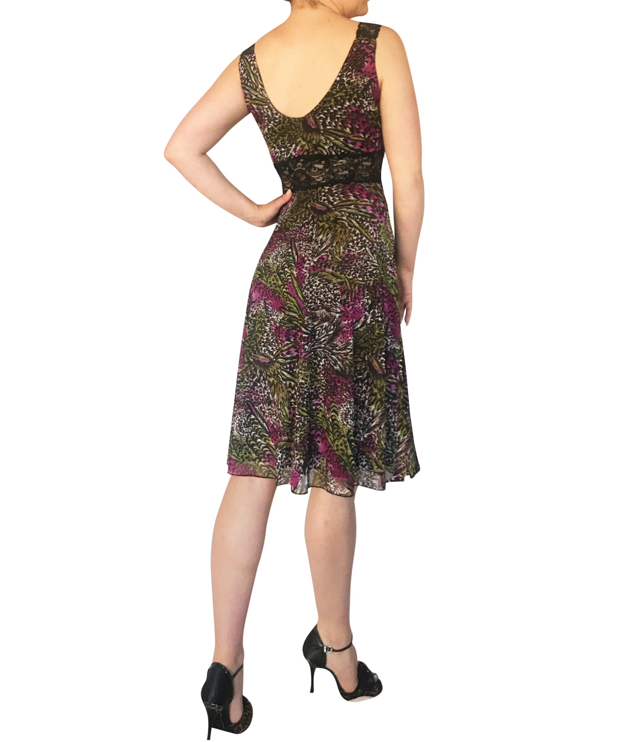 Olive-purple Mesh Tango Dress. Circle Skirt Dress. Milonga Dress - Etsy