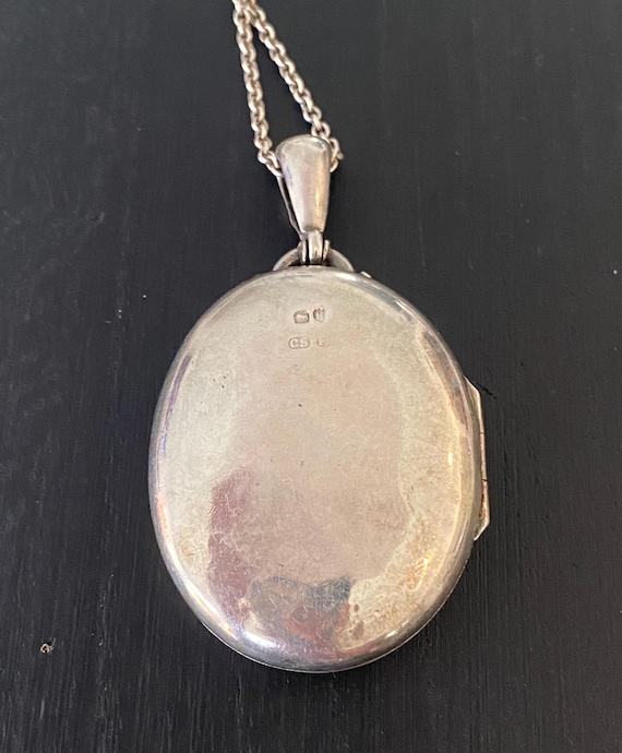 Victorian Sterling Silver Locket with Chain - Gem