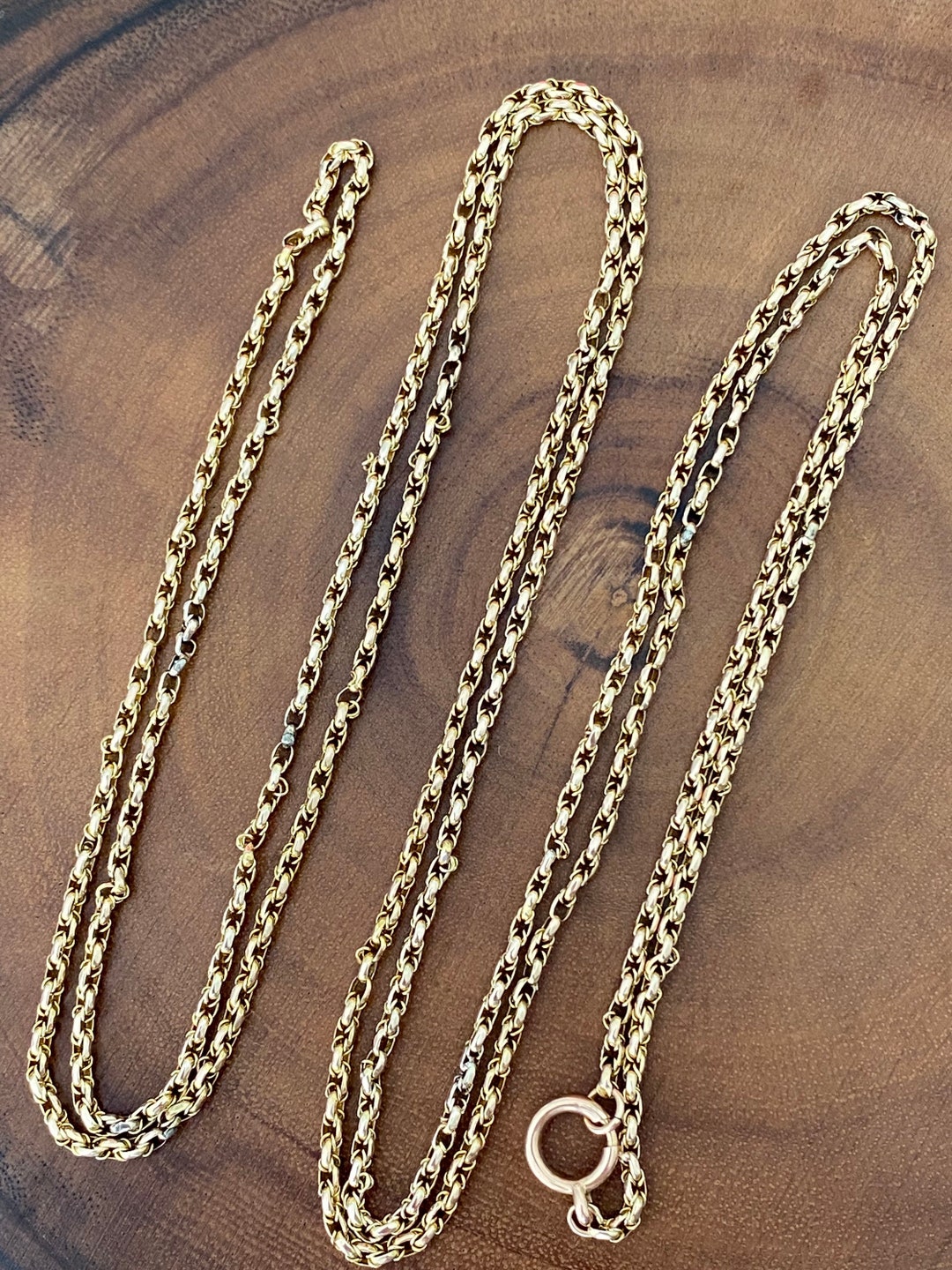 Victorian 9K Yellow Gold Muff Chain - 52 Inches - Etsy