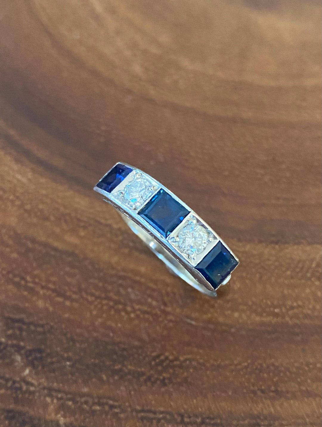 Sapphire Diamond 18K Gold Ring - Etsy