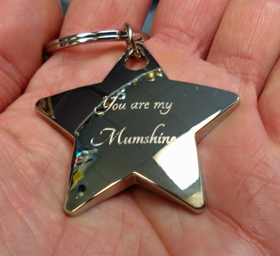 Engraved Star Shaped Keyring - Etsy