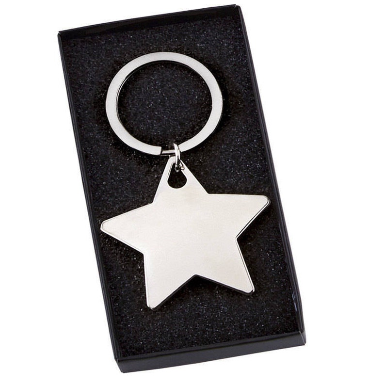 Engraved Star Shaped Keyring - Etsy