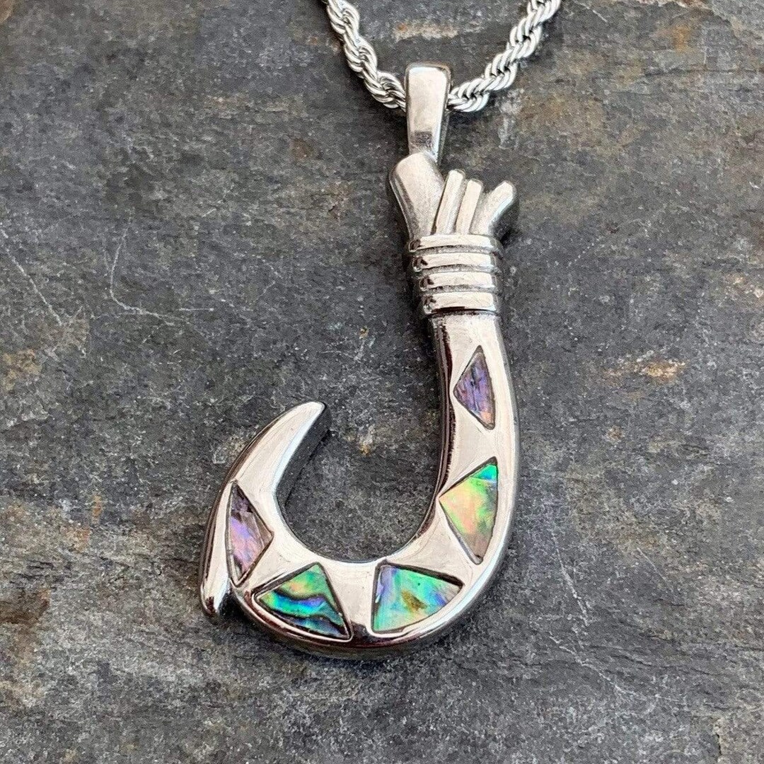 Women's Fishing Hook Pendant Necklace, Handmade Fish Hook Necklace Made ...