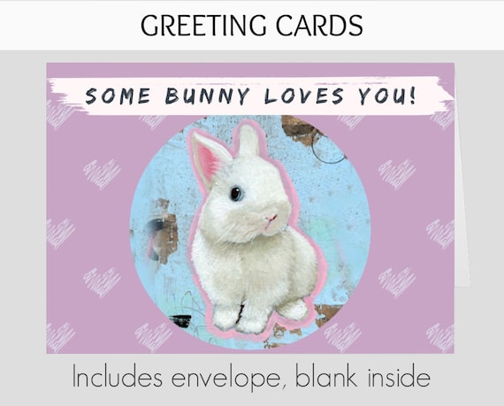 Blank Cards Greeting Cards Bunny Bunny Cardsvalentines Day | Etsy