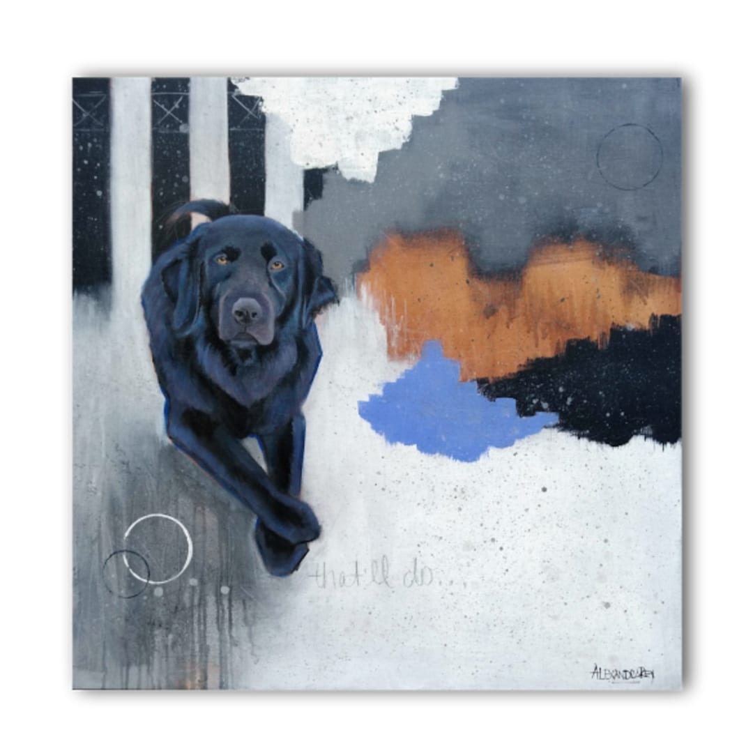 Large Canvas Abstract Art. Black Labrador, Labrador Art, Dog Painting ...