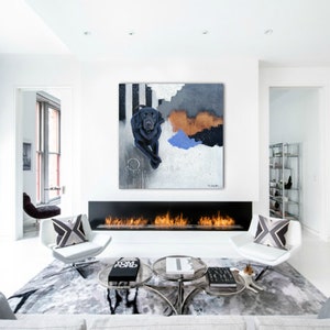 Large Canvas Abstract Art. Black Labrador, Labrador Art, Dog Painting ...