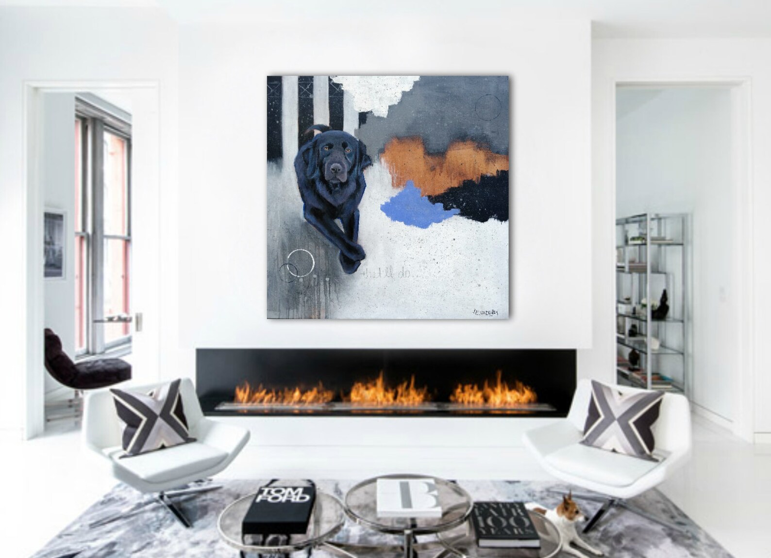 Large Canvas Abstract Art. Black Labrador, Labrador Art, Dog Painting ...