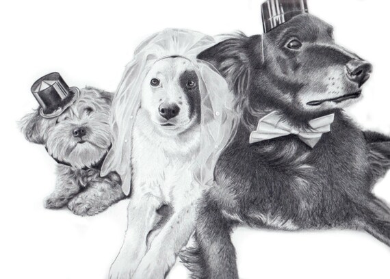 Multiple Custom Dog Drawing Multiple Pet Portrait From Photo | Etsy