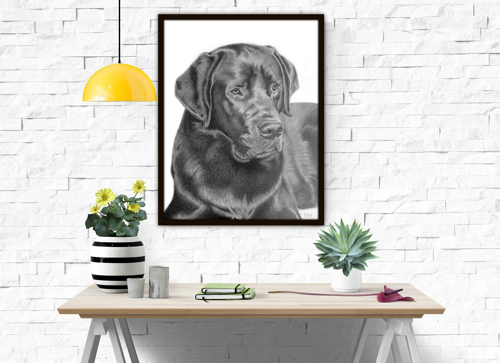 Labrador Art, Custom Hand Drawn Pencil Portrait, Gift for Him, Pet ...