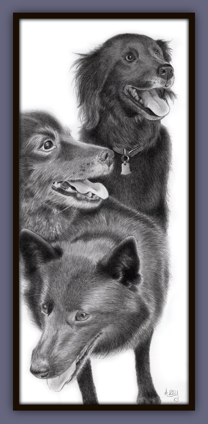 MULTIPLE PETS PORTRAIT From Your Favorite Photo Original Art - Etsy