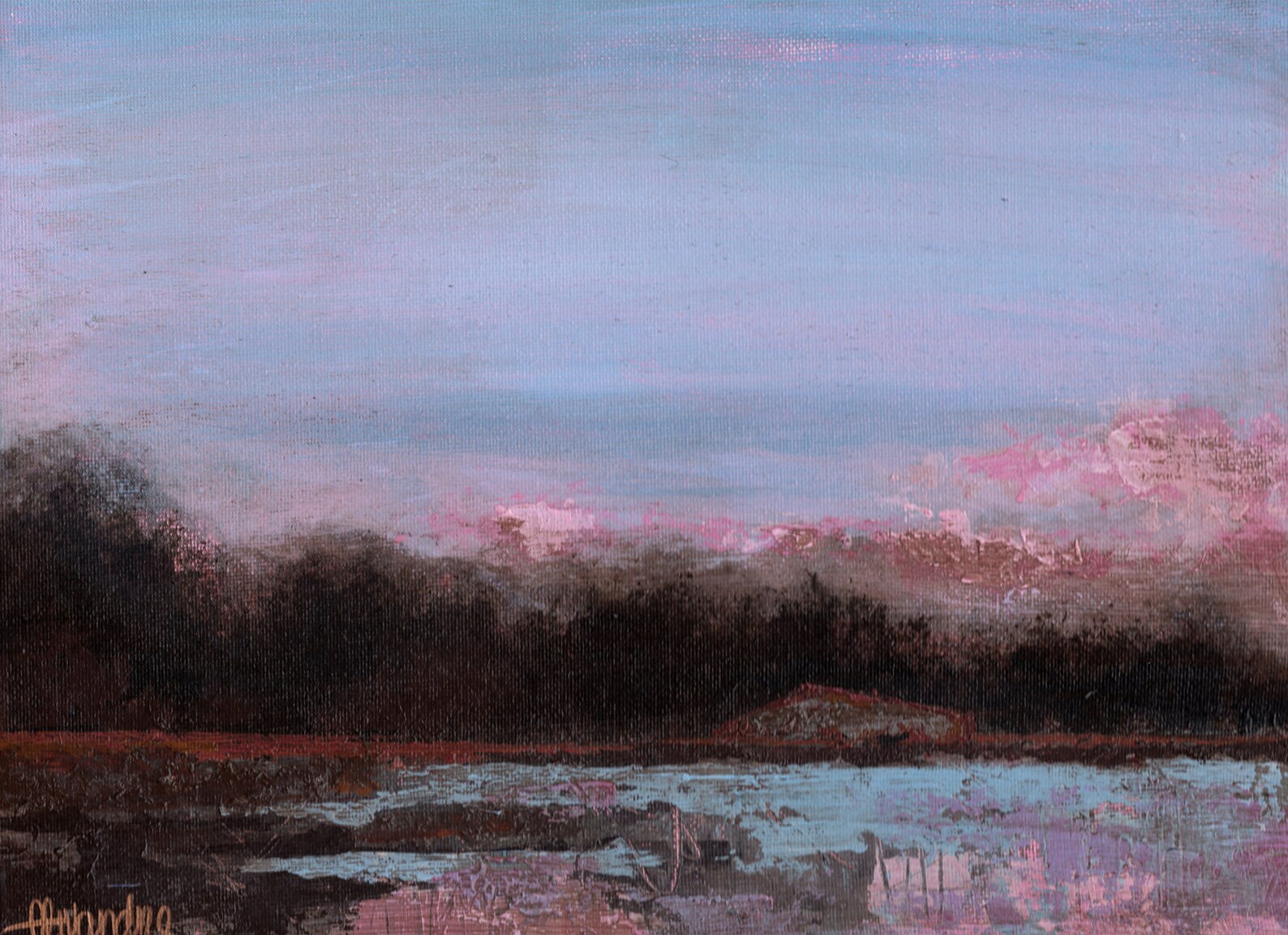 FRAMED Landscape Sunset Landscape Abstract Landscape Blue | Etsy