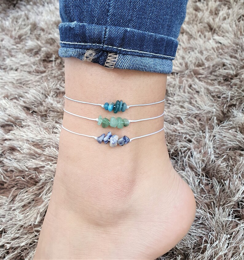 Crystal Anklet Gemstone Anklet Aquamarine Anklet Boho | Etsy