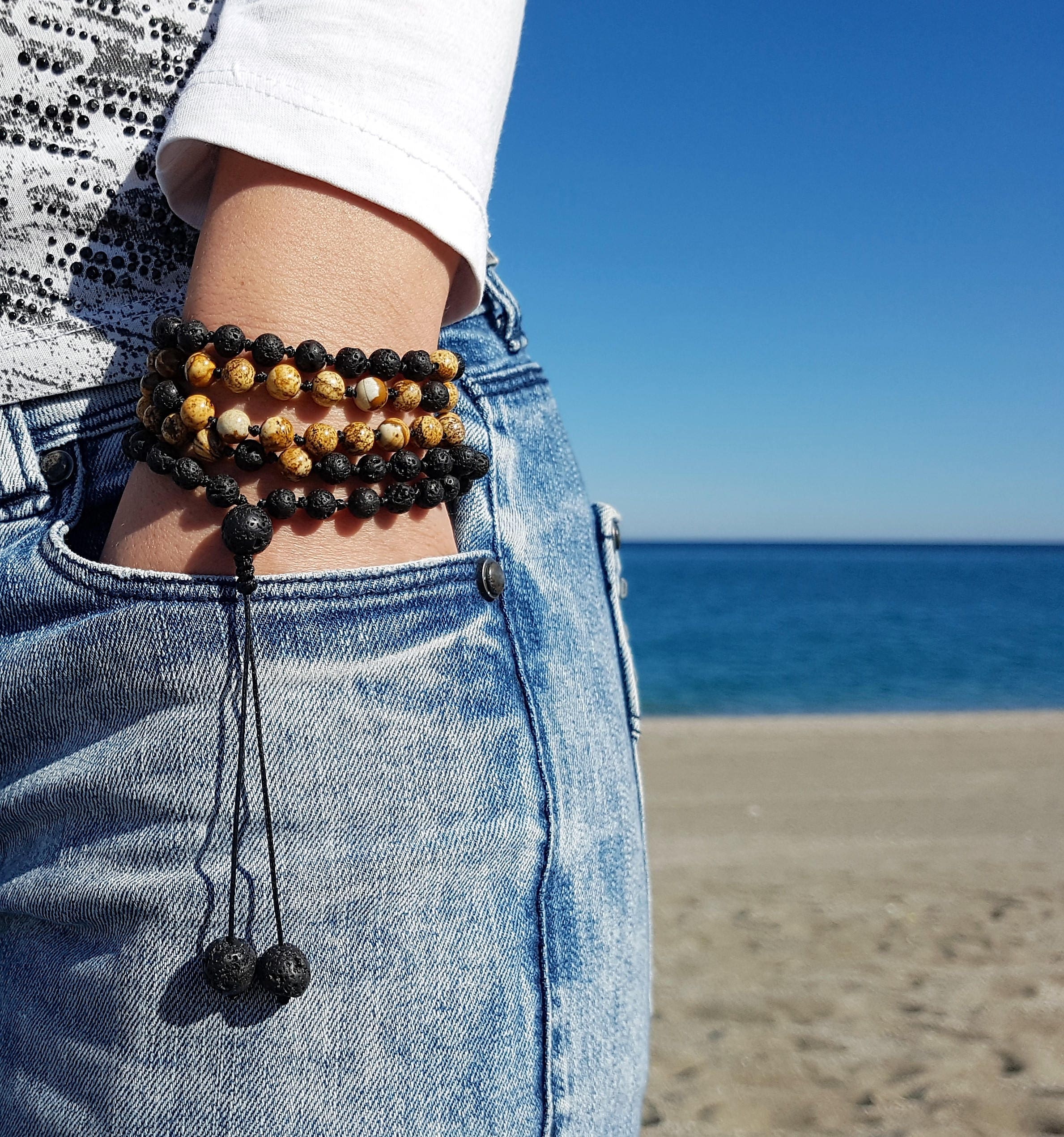 Jasper Mala, Volcanic Rock Mala, 108 Mala, 108 Mala Necklace, 108 Mala ...