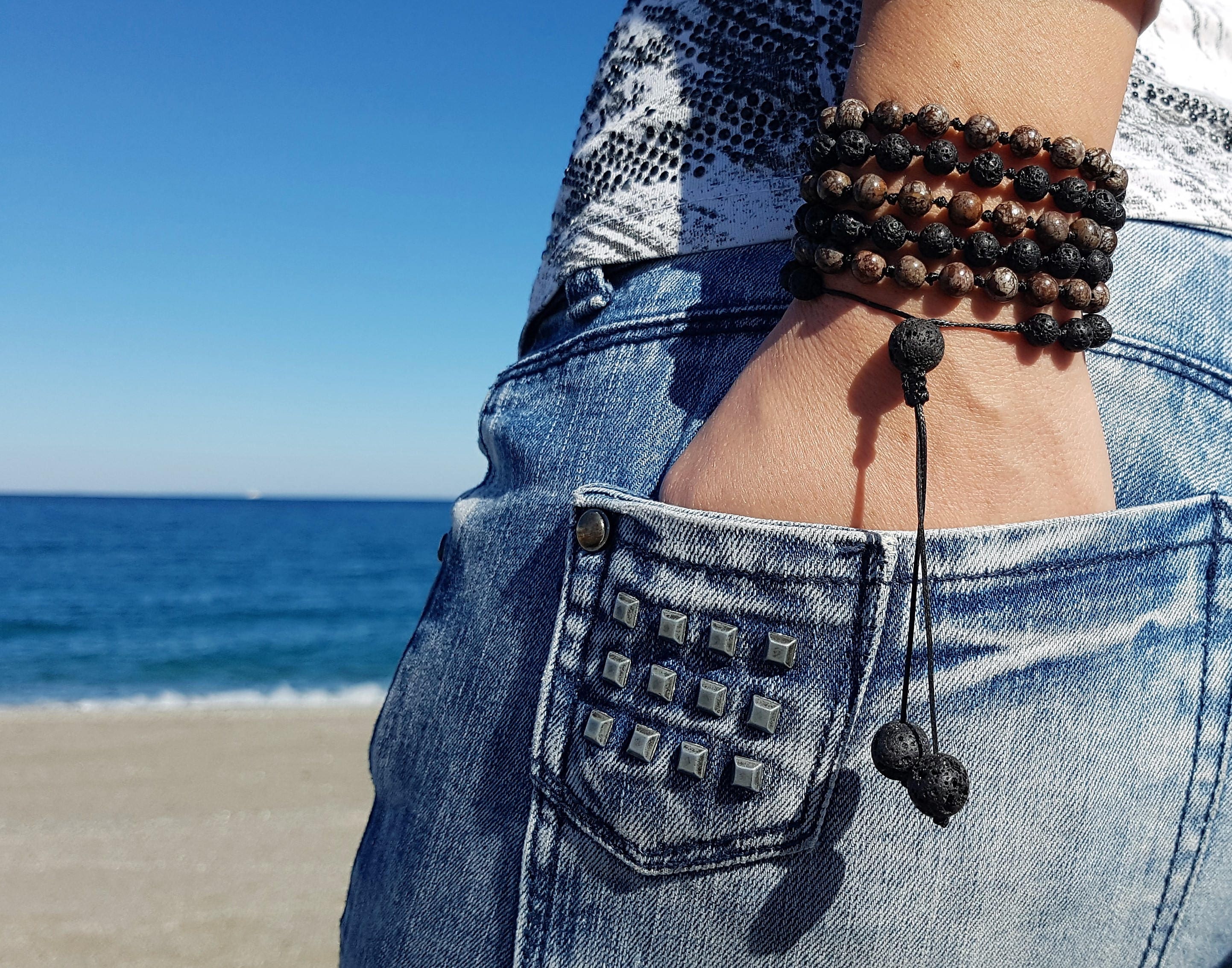 Jasper Mala, Volcanic Rock Mala, 108 Mala, 108 Mala Bracelet, Mens Mala ...