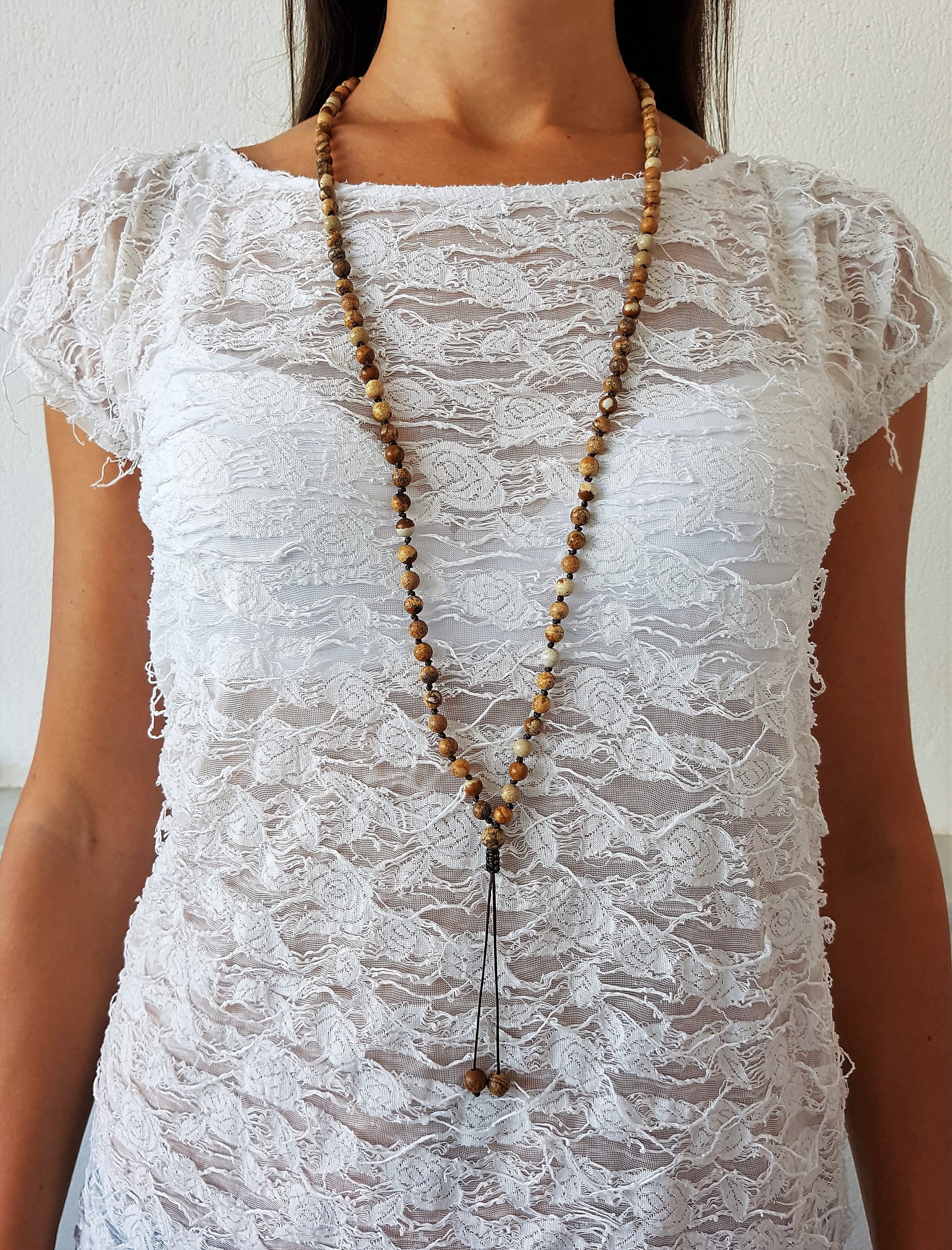 Picture Jasper Mala, 108 Men Mala, 108 Mala, 108 Mala Bracelet, Brown ...