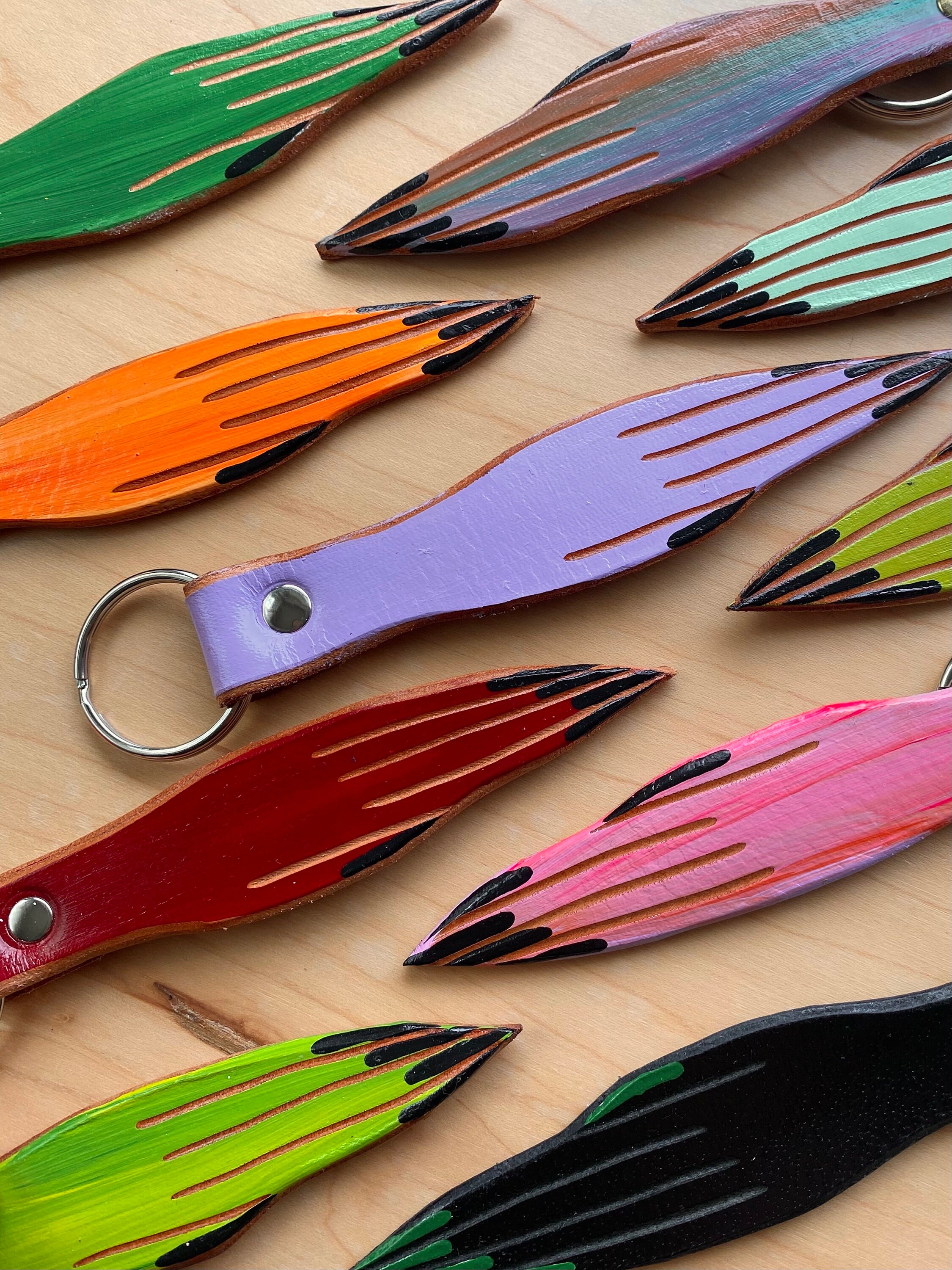 Witchy Nails Hand Keychain Leather Key Chain Leather Key Fob Choose a ...