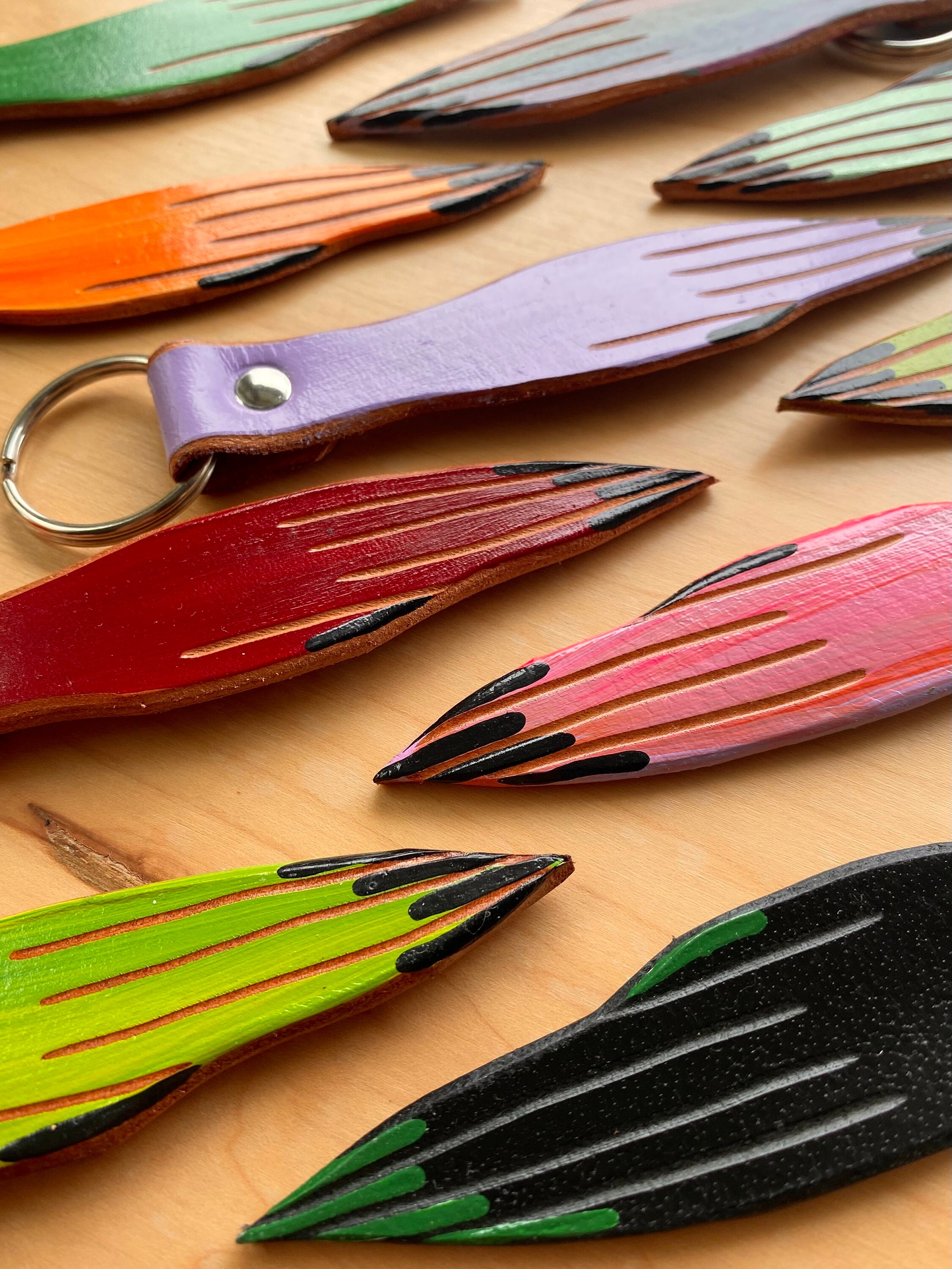 Witchy Nails Hand Keychain Leather Key Chain Leather Key Fob Choose a ...