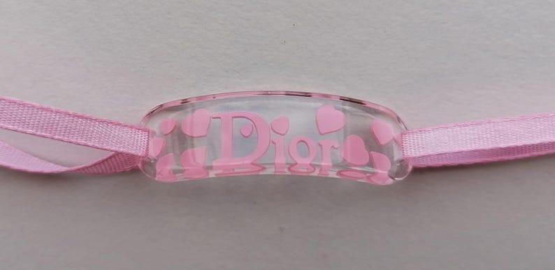 Christian Dior Resin Pink Hearts & Logo Necklace/choker - Etsy
